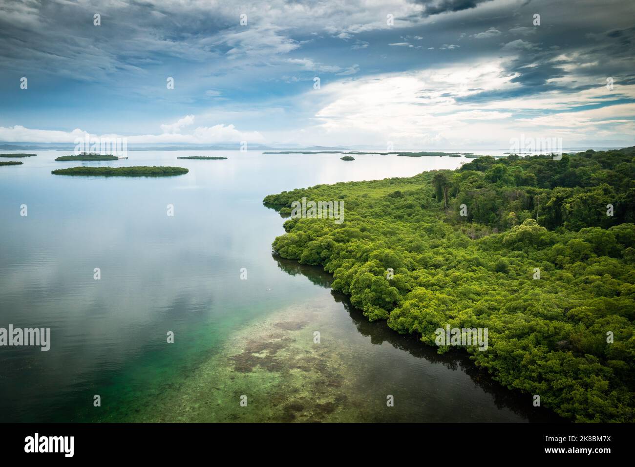 Panama.Tropical Island Aerial View. Wild coastline lush exotic green ...