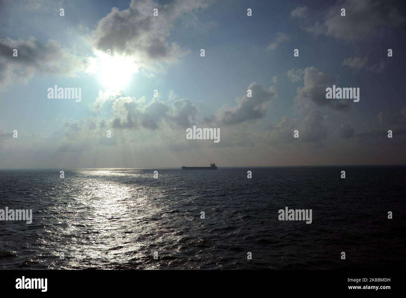 The "Frontier Discovery" in the North Sea. A Bulk Carrier, overall ...