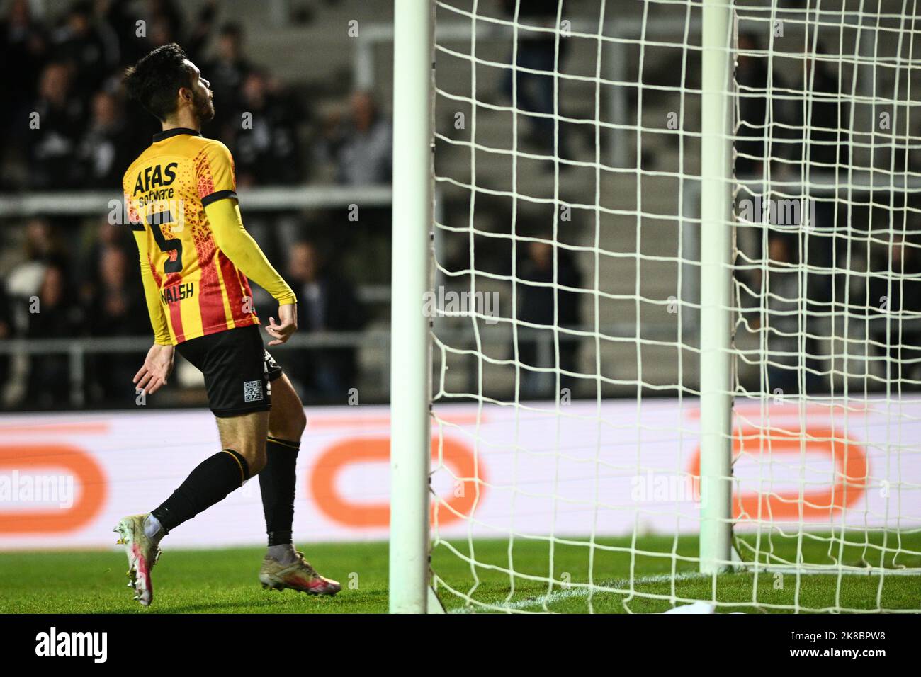 Mechelen's Sandy Walsh and misses a goal during a soccer match between ...