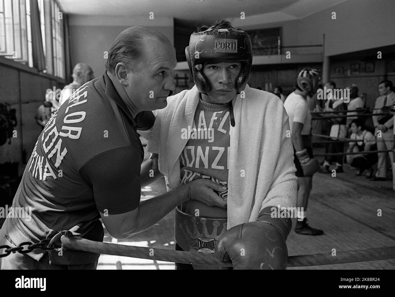 Amílcar Brusa, Argentine box trainer, with Carlos Monzón, Argentine ...