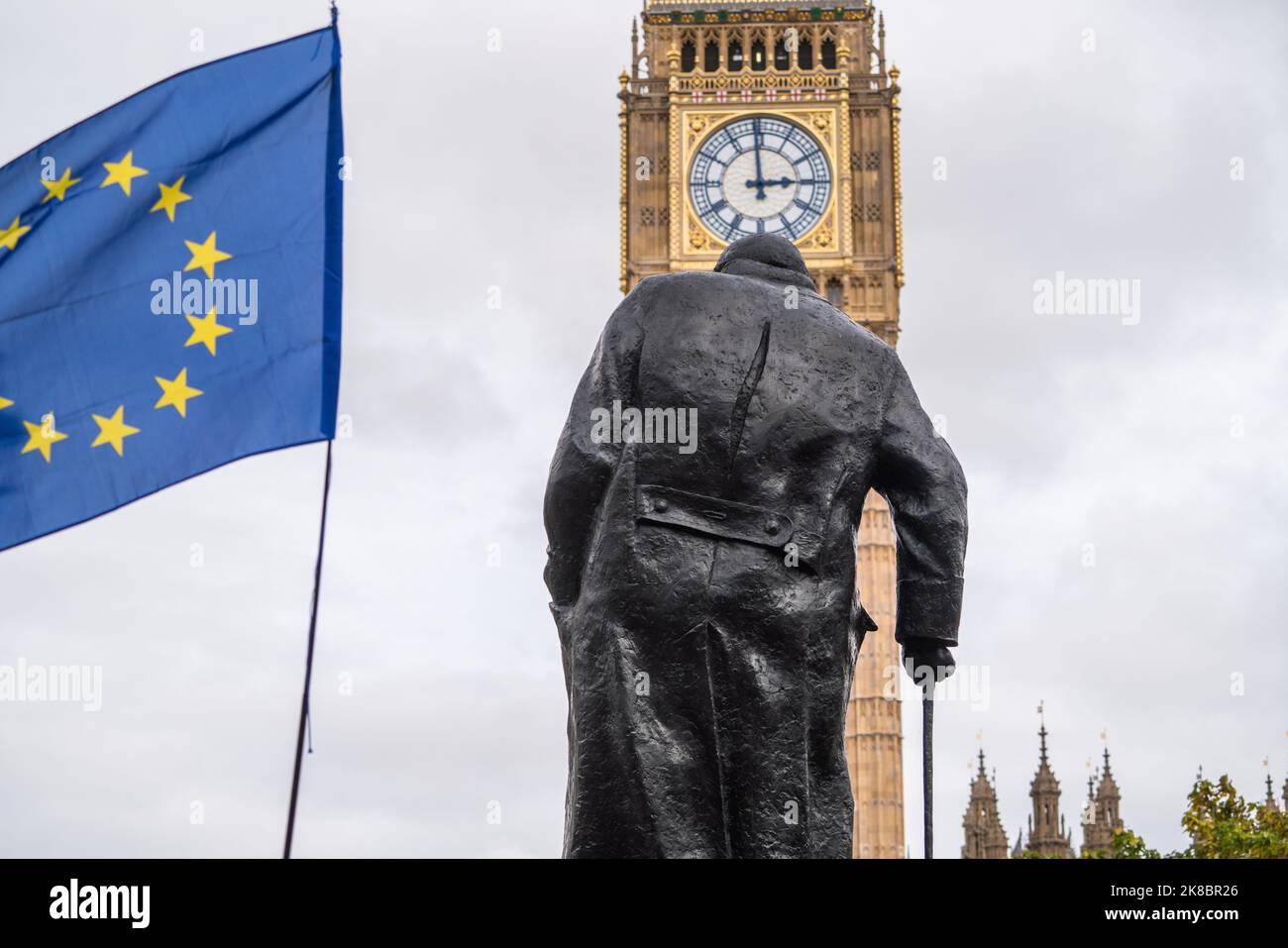 22 October 2022: European flag flying outside parliament in London ...