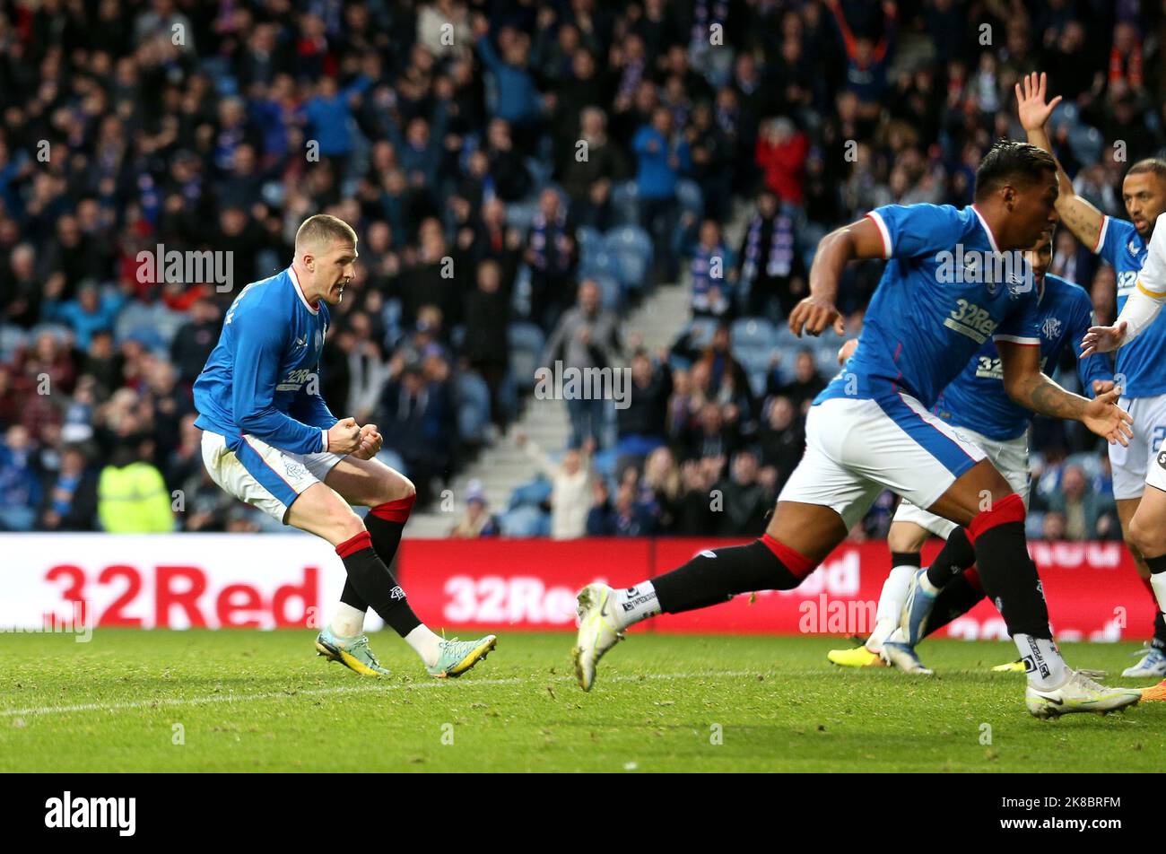 Rangers' John Lundstram (left) celebrates scoring their side's first ...