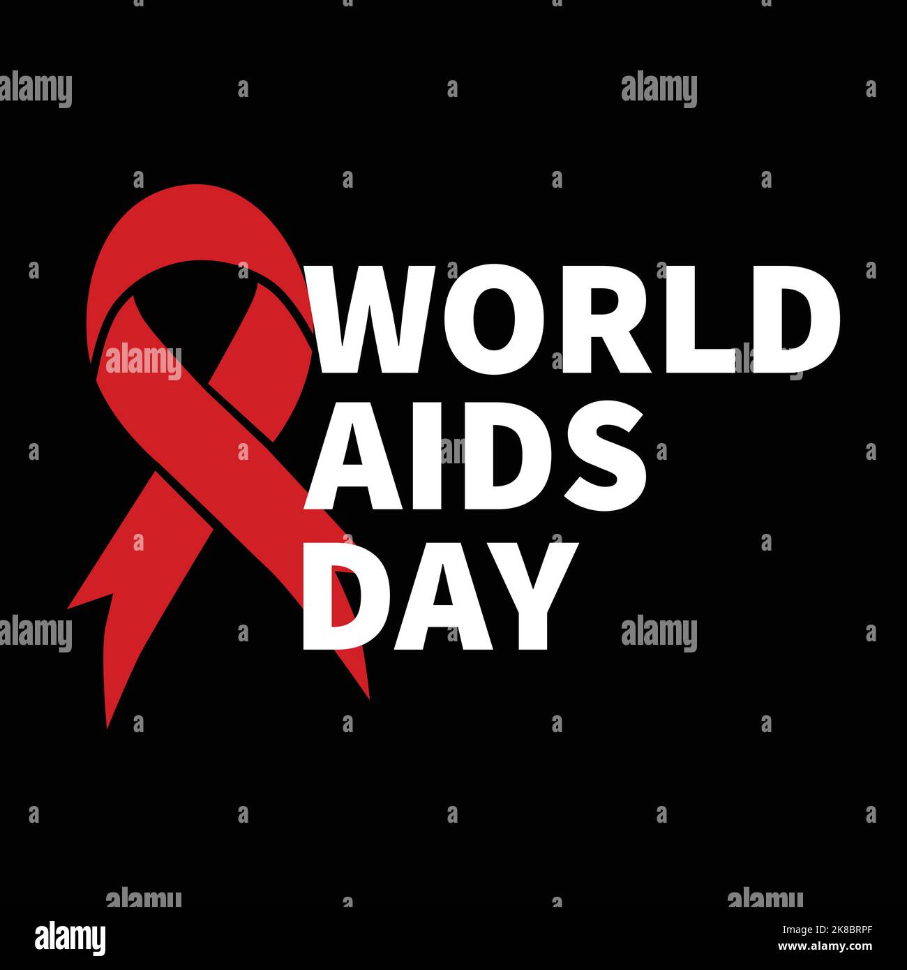 World AIDS Day vector illustration. With red ribbon and text World Aids Day on black background ...