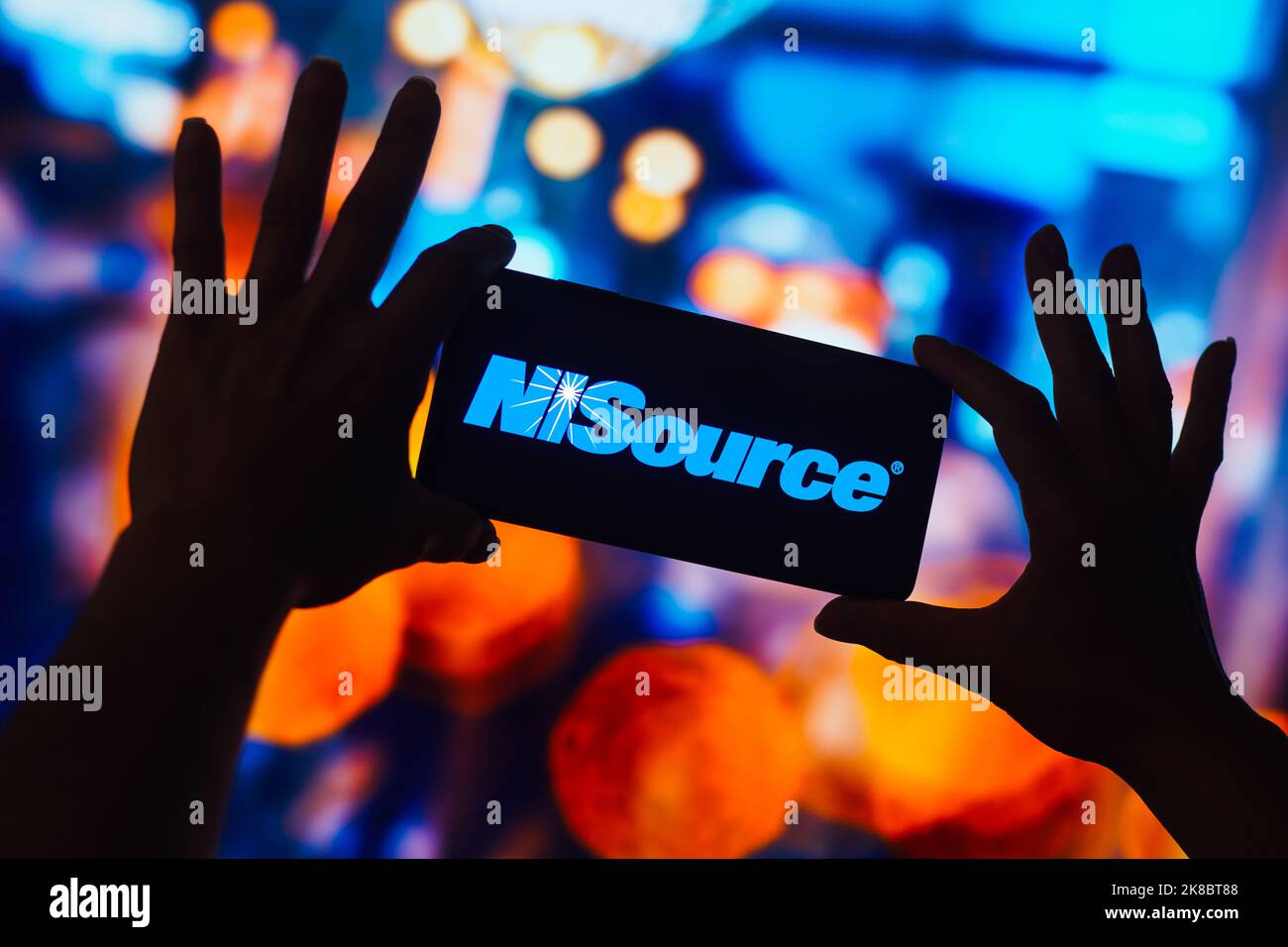 In this photo illustration, the NiSource Inc. logo is displayed on a ...