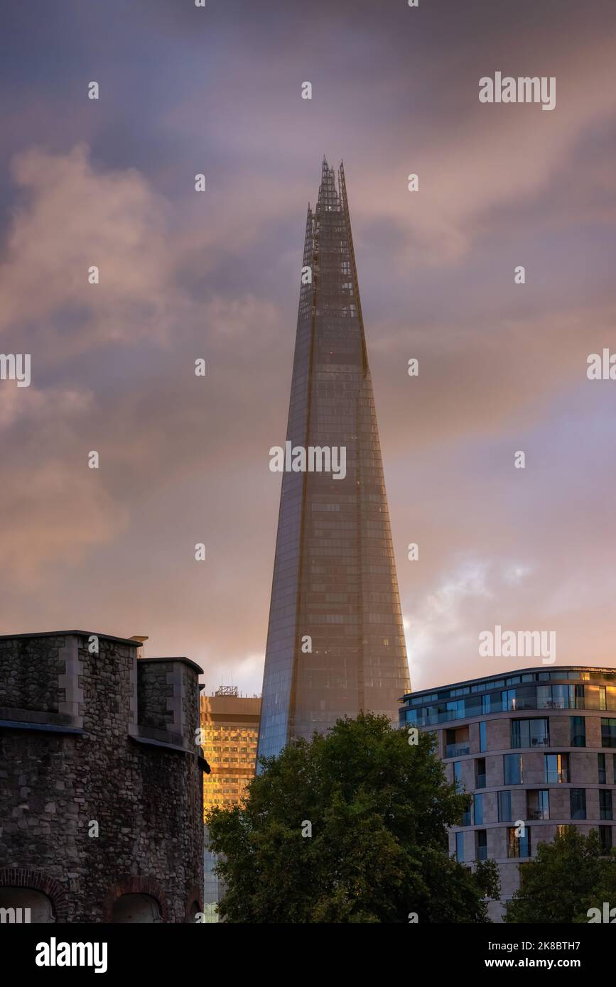 Modern Architecture Building during dramatic sunset. City of London ...