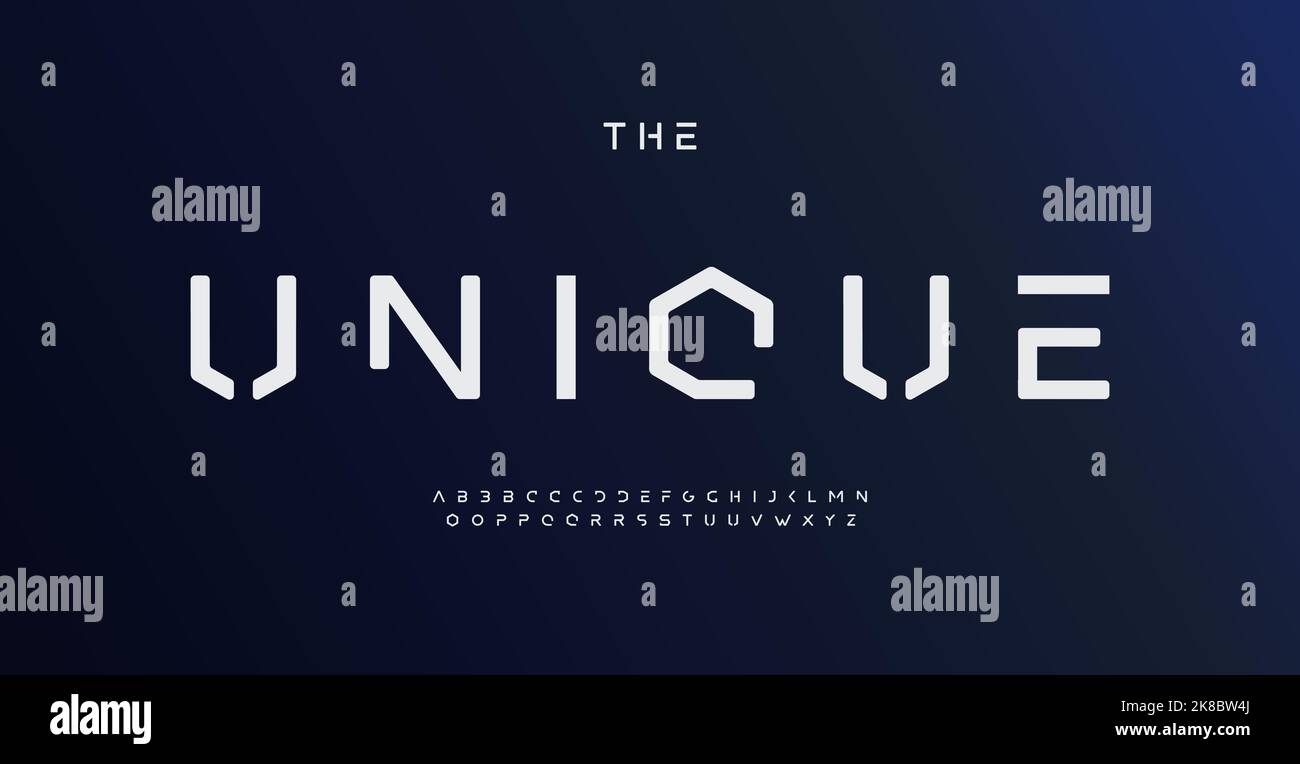 Unique geometric font, futuristic alphabet modern letters for contemporary logo, monogram, and ...