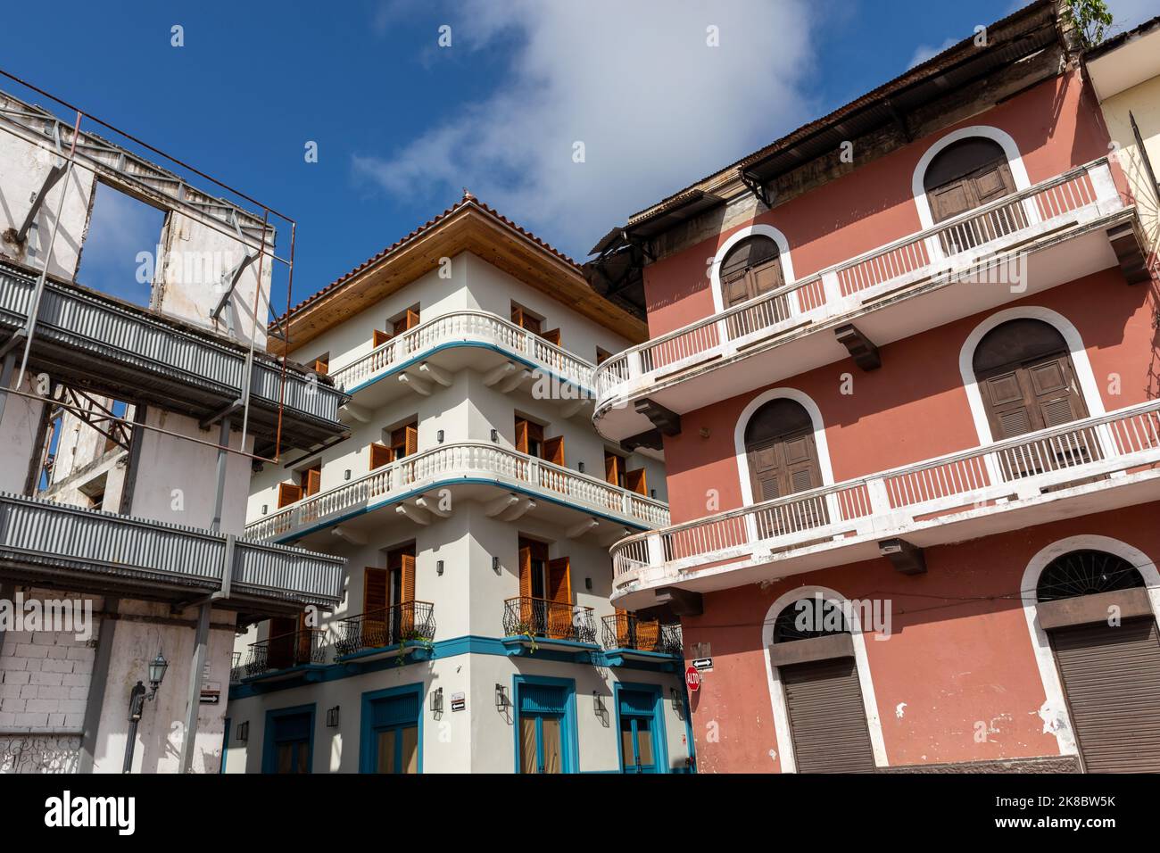 Colorful streets and monuments in old city of Panama City, Panama Stock ...