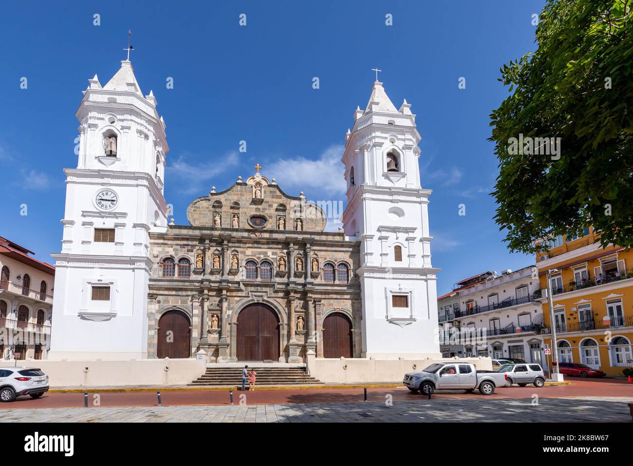 Colorful streets and monuments in old city of Panama City, Panama Stock ...