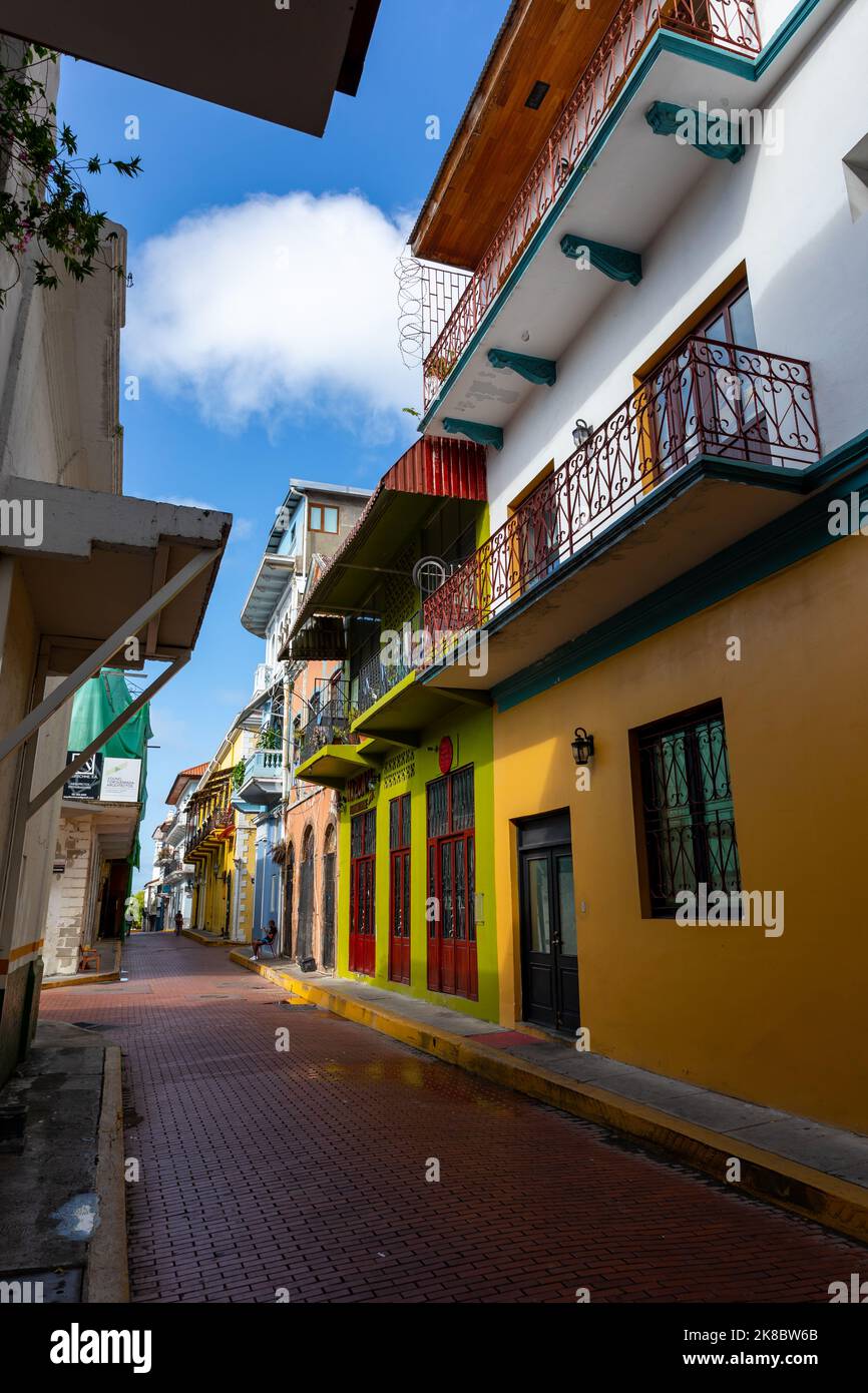 Colorful streets and monuments in old city of Panama City, Panama Stock ...