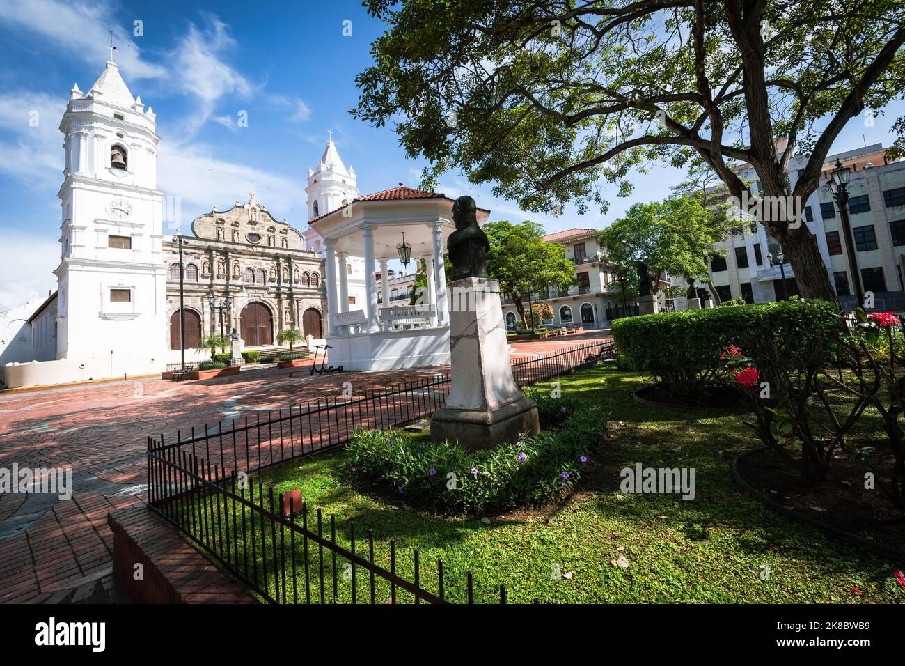 Colorful streets and monuments in old city of Panama City, Panama Stock ...