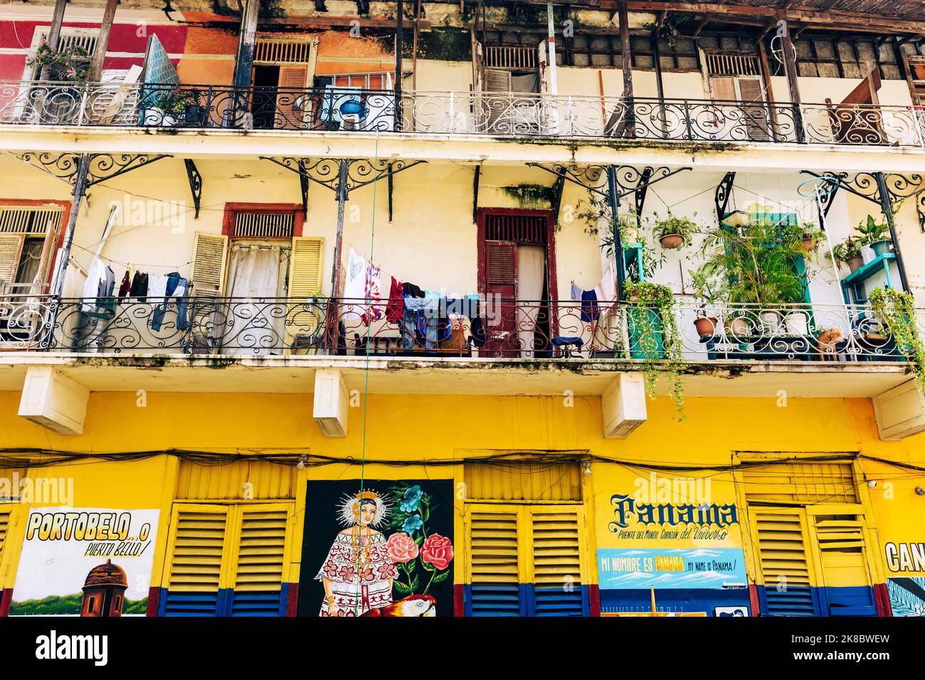 Colorful streets and monuments in old city of Panama City, Panama Stock ...