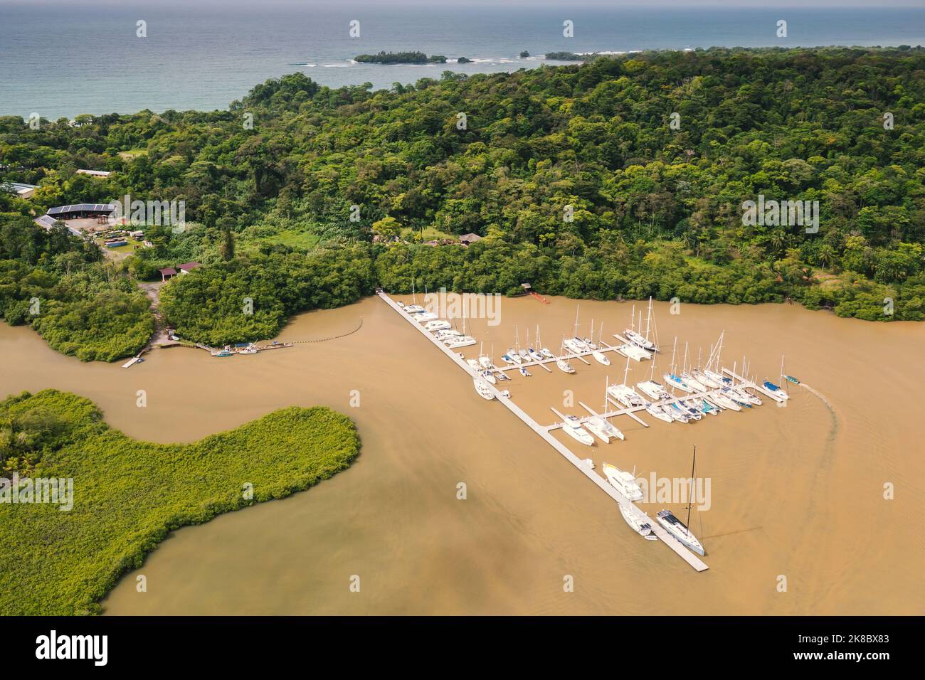 Panama.Tropical Island Aerial View. Wild coastline lush exotic green ...