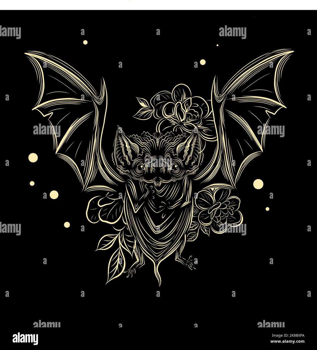 golden bat on a black background. Cool print for a t-shirt Stock Vector ...