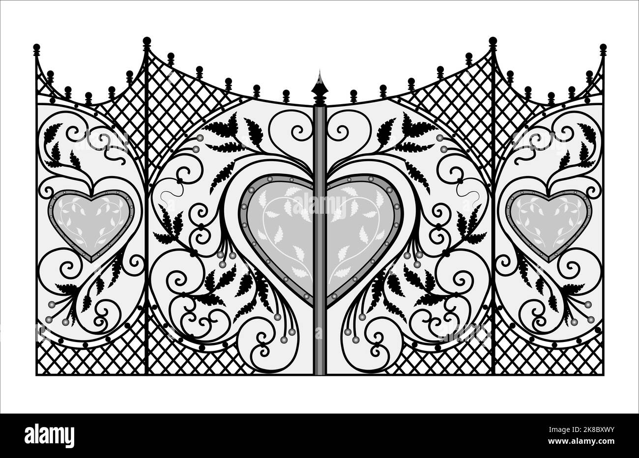 gate sketch, forged metal elements. Artistic forging.vector ...