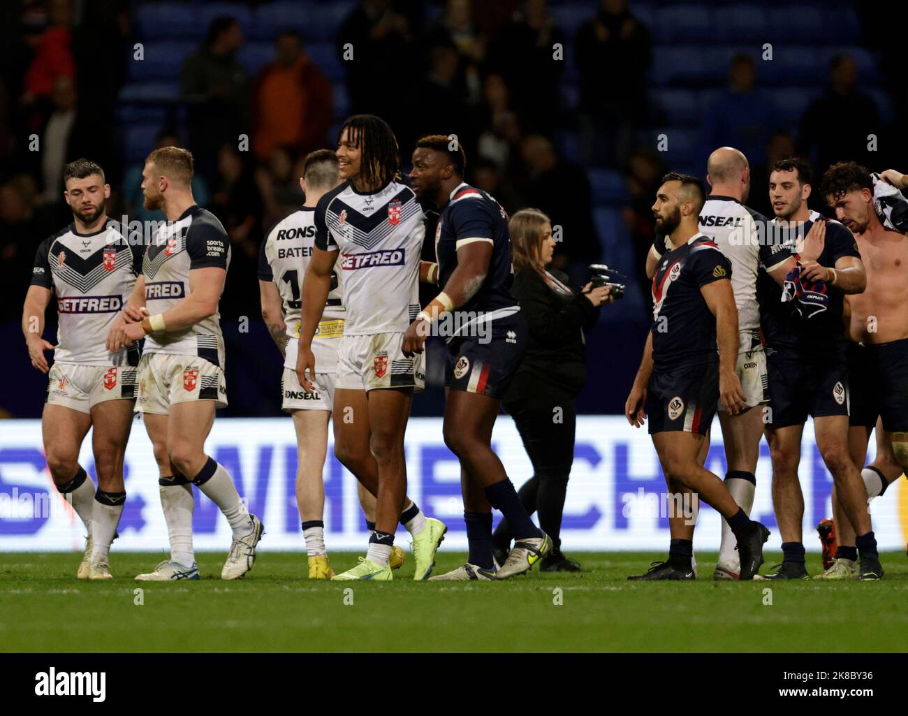 Players from both sides congratulate and commiserate each other after ...