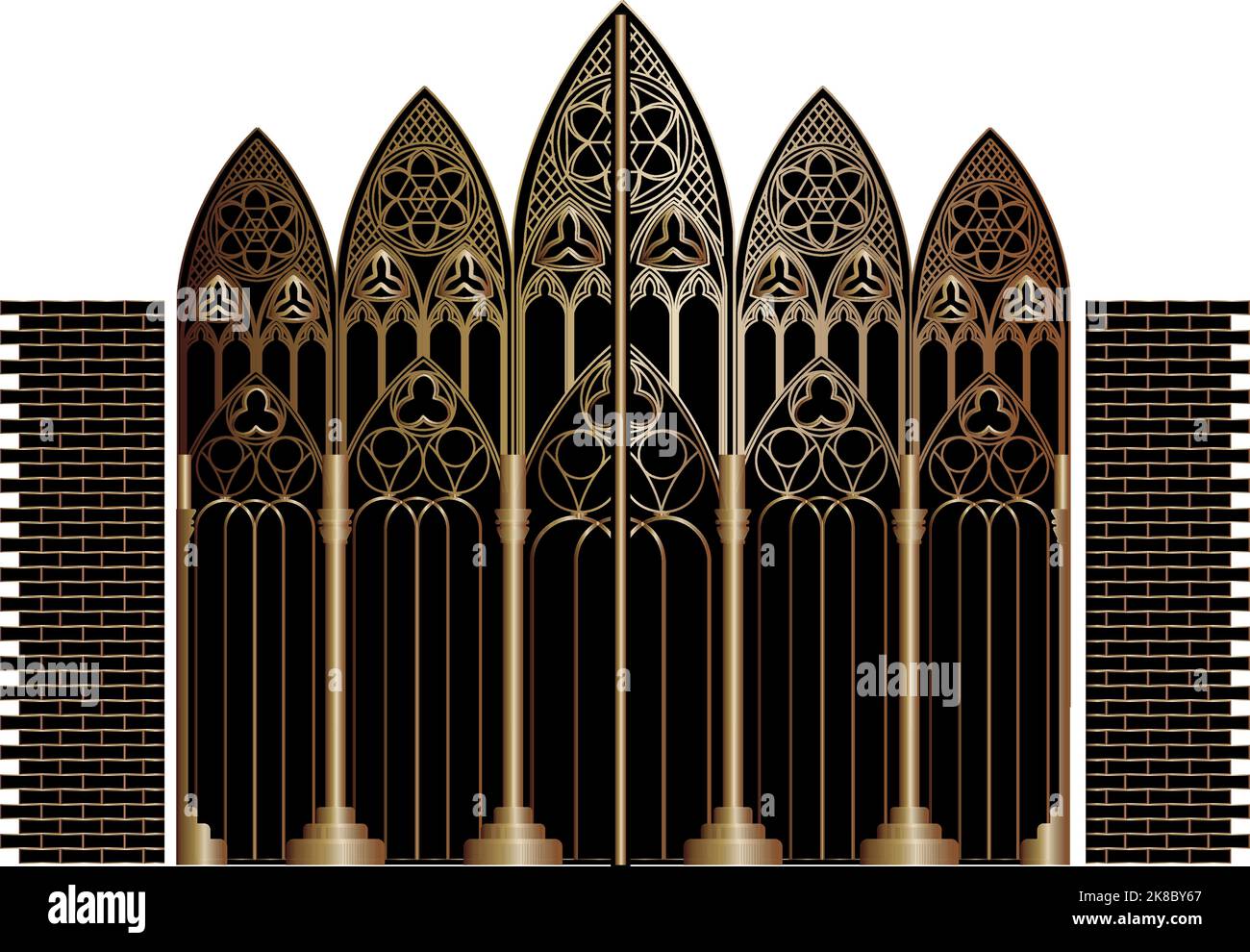 gate sketch, forged metal elements, artistic forging.Gate in the Gothic ...