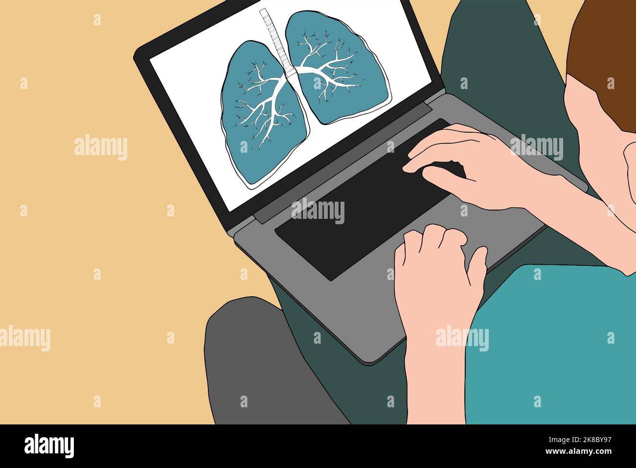 Pulmonology illustration. Flat tiny lungs healthcare persons concept ...