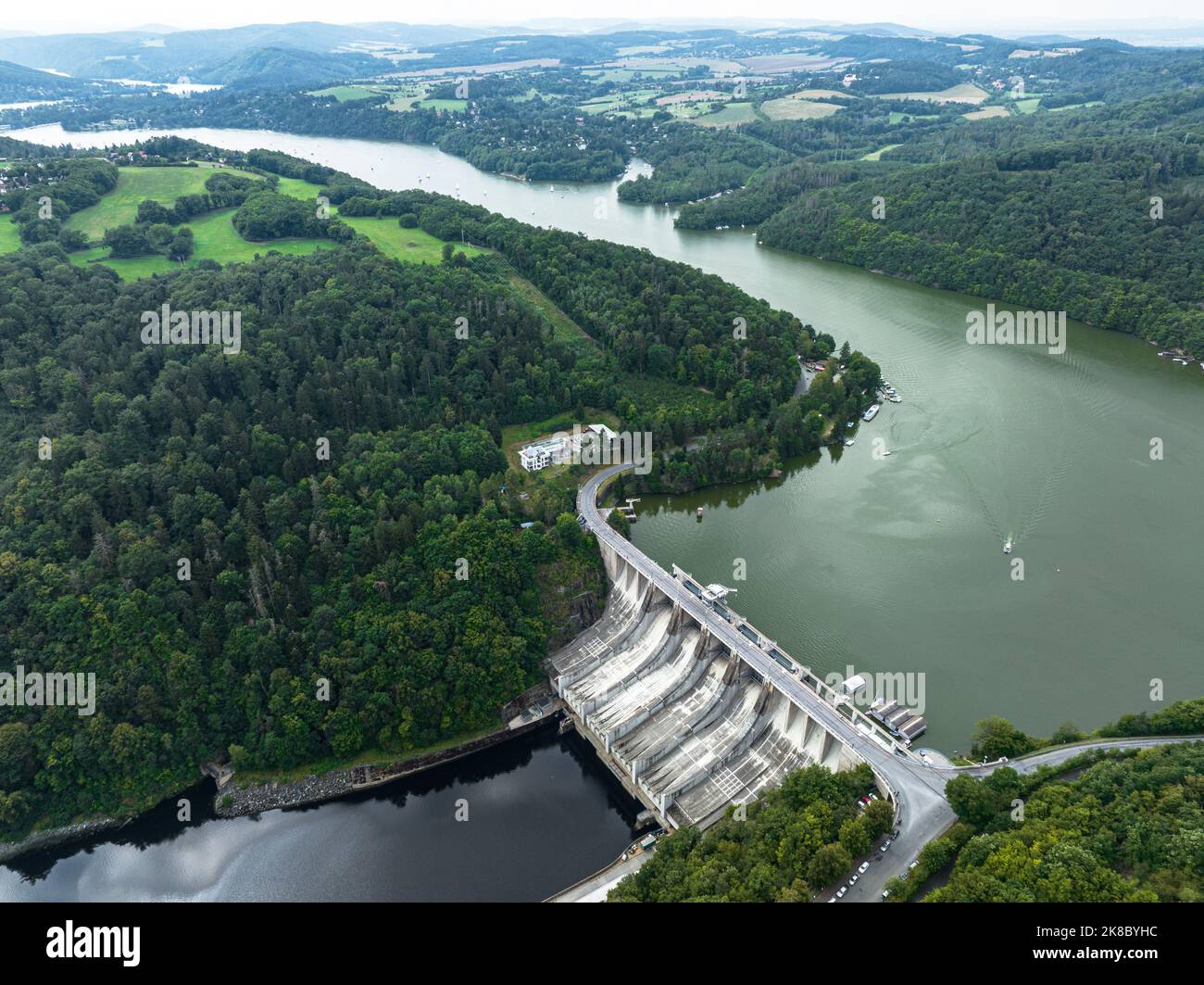 Czechia. Vltava River Aerial View of Czech Republic, Krnany, Europe ...