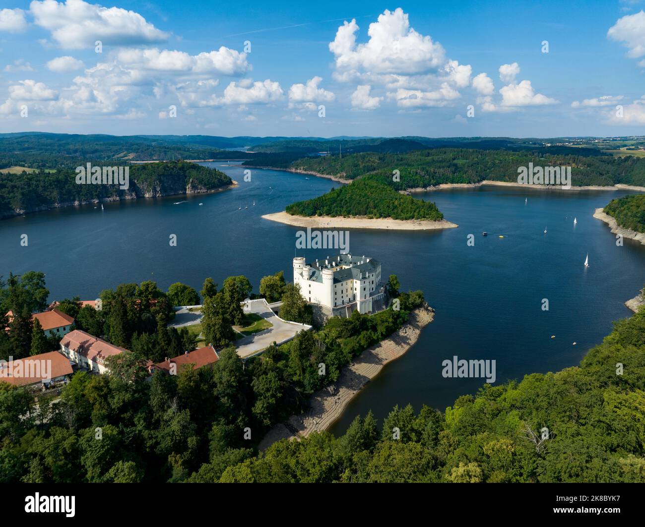 Czechia, Orlik Castle and Vltava River Aerial View. Czech Republic ...