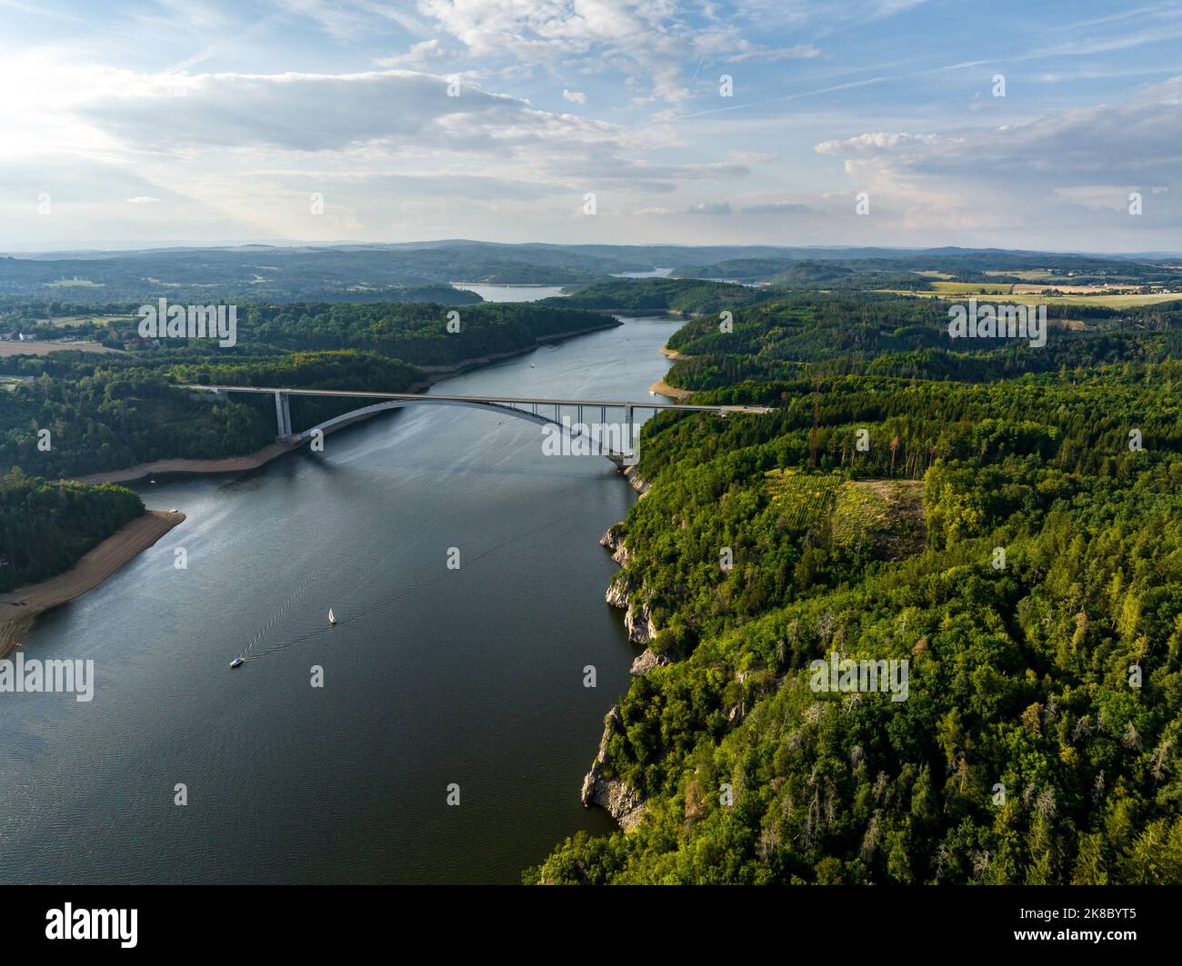 The Zdakov Bridge Steel Arch Bridge that spans the Vltava River,Czech ...