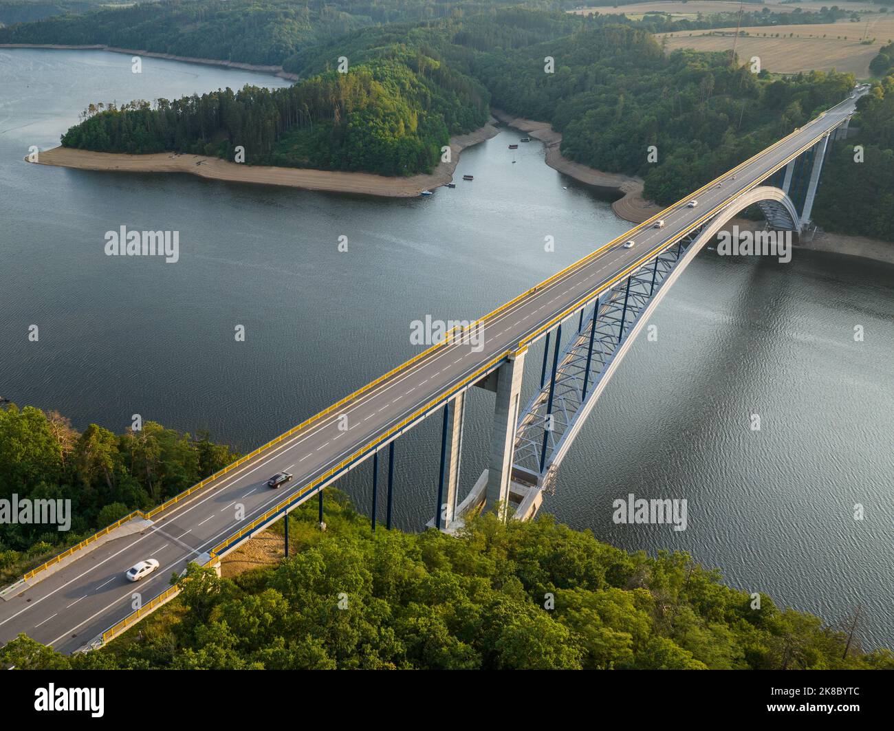 The Zdakov Bridge Steel Arch Bridge that spans the Vltava River,Czech ...