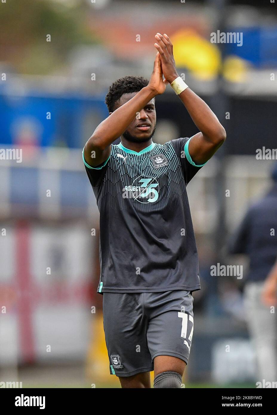 Plymouth Argyle full back Bali Mumba (17) applauds the fans at full ...