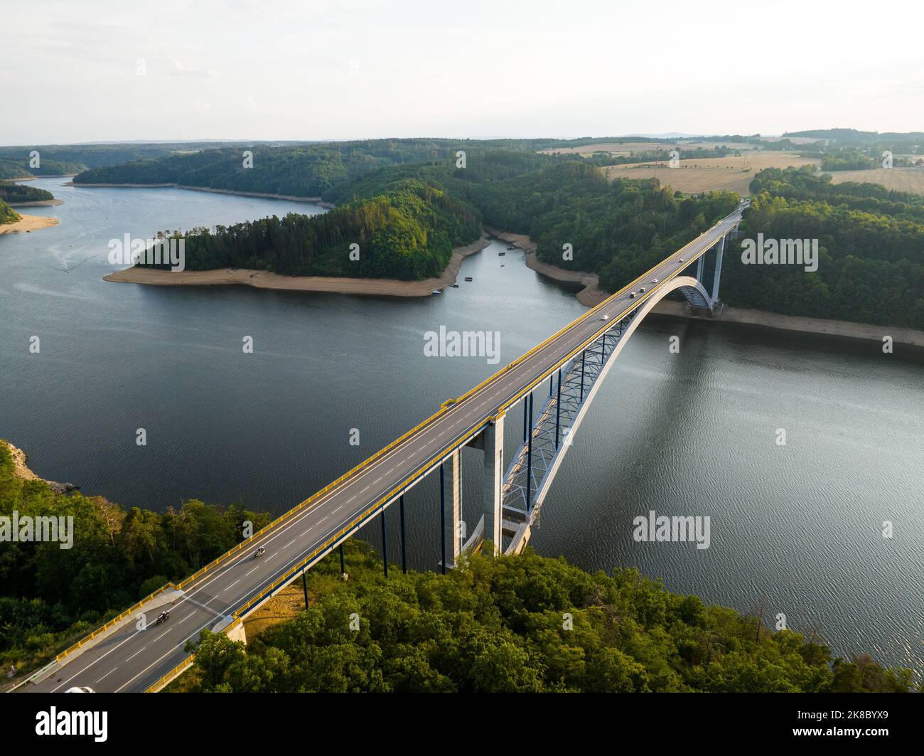 The Zdakov Bridge Steel Arch Bridge that spans the Vltava River,Czech ...