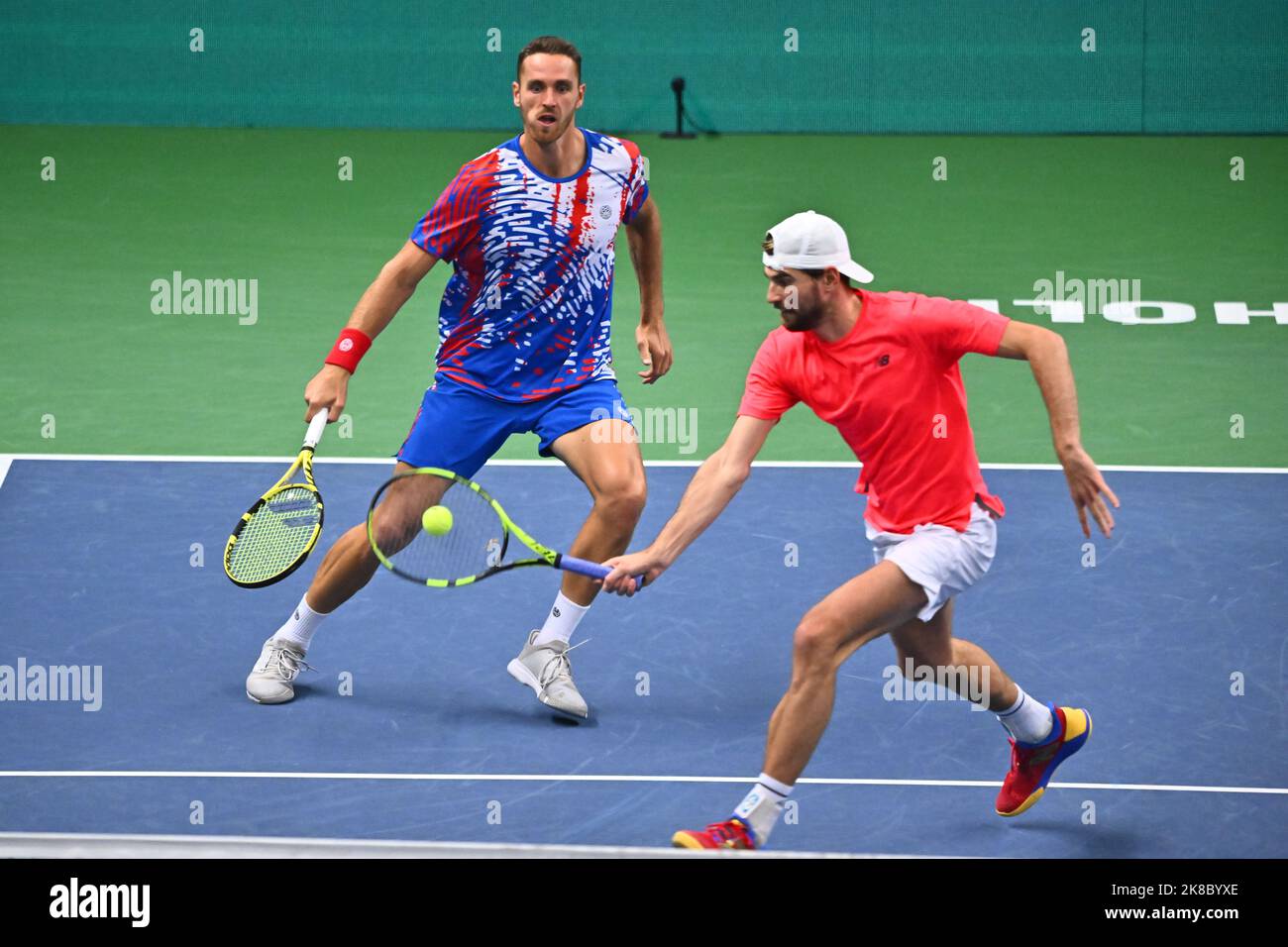 Albano Olivetti (L) of France and Maxime Cressy of USA in action ...