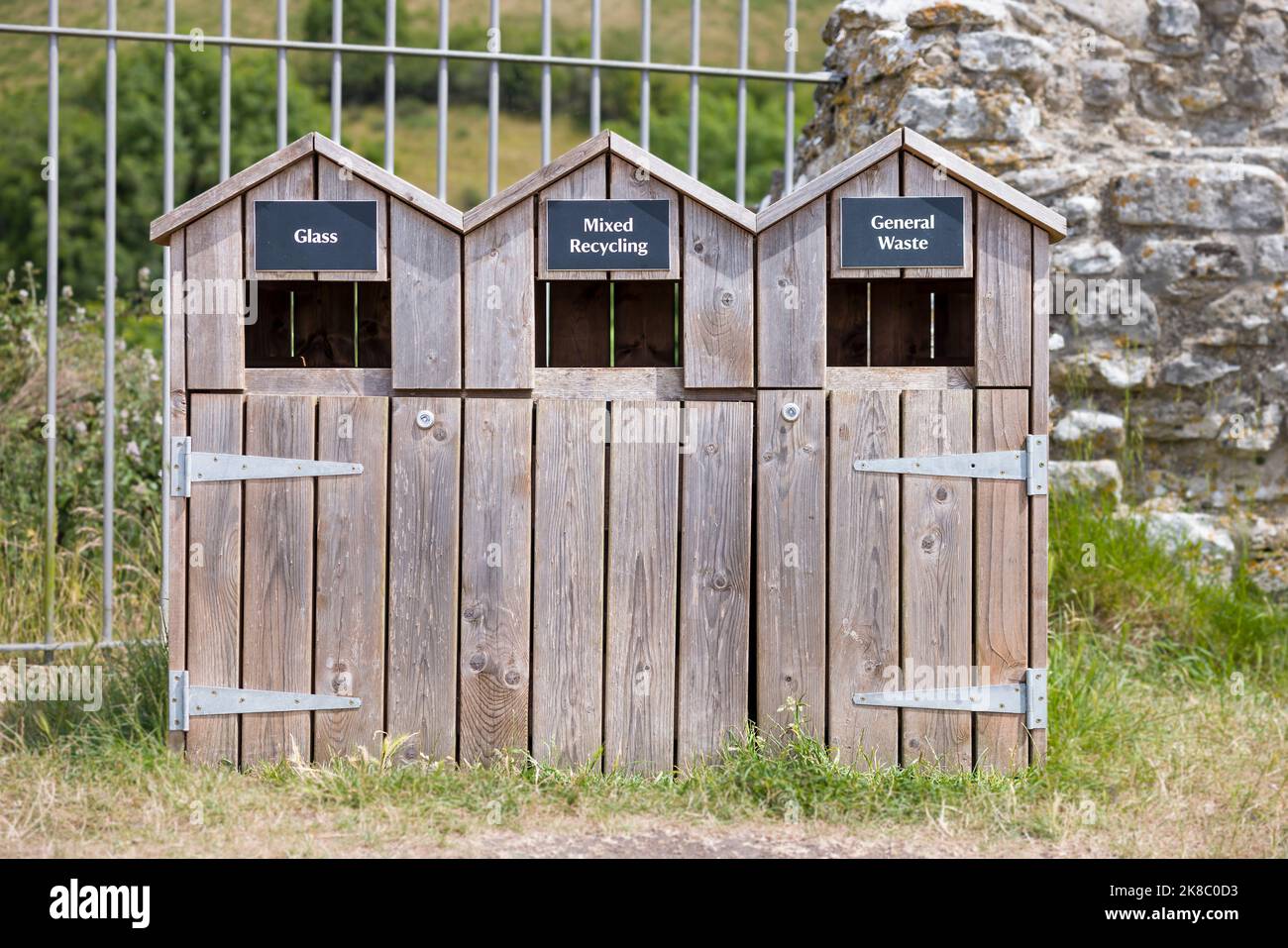 Bin with separate compartments for recycling rubbish, waste or trash ...