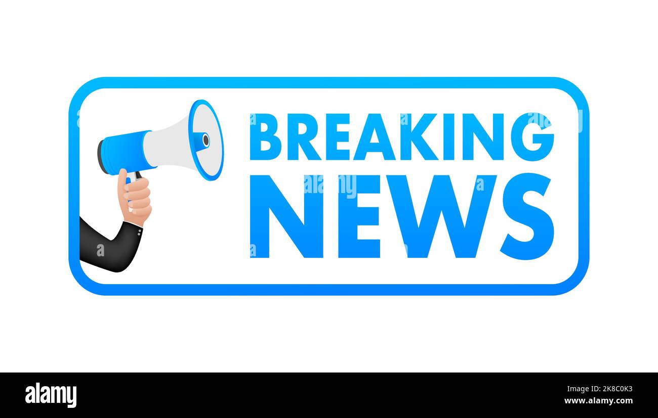 Hand Holding Megaphone with breaking news. Megaphone banner. Web design ...
