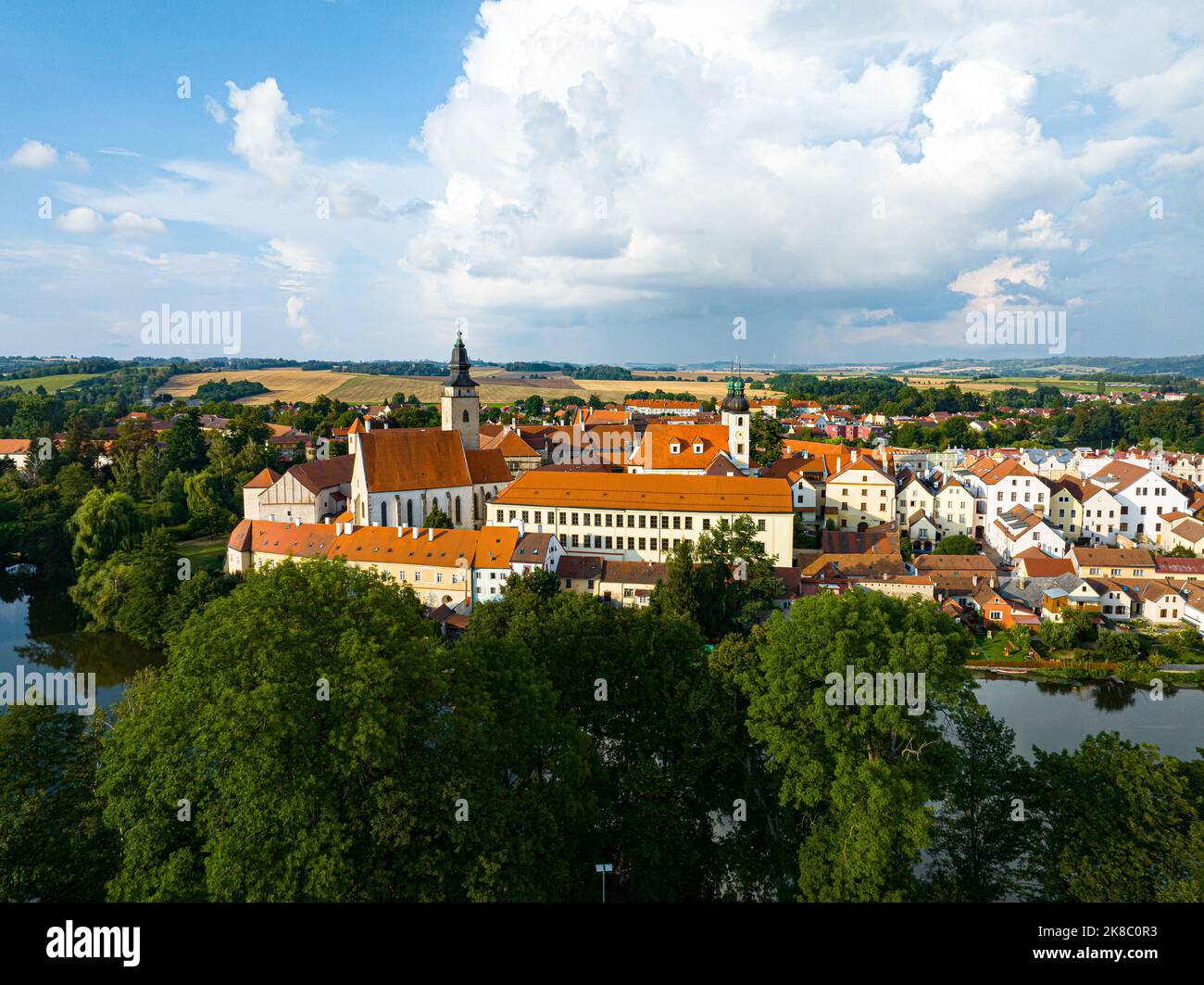 Historic Centre Aerial View. Old Town Telc Main Square. UNESCO World ...
