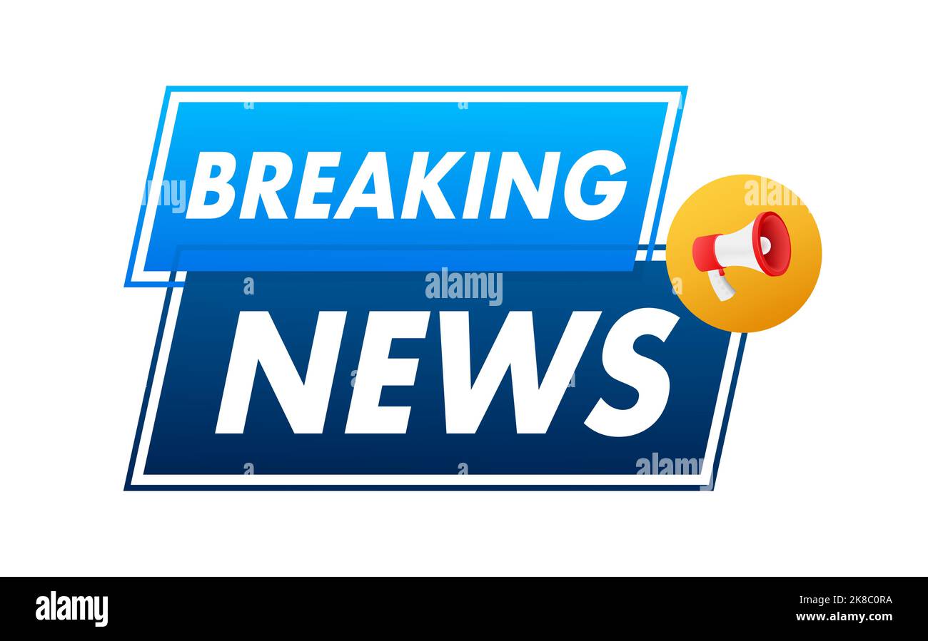 Hand Holding Megaphone With Breaking News Megaphone Banner Web Design Vector Stock