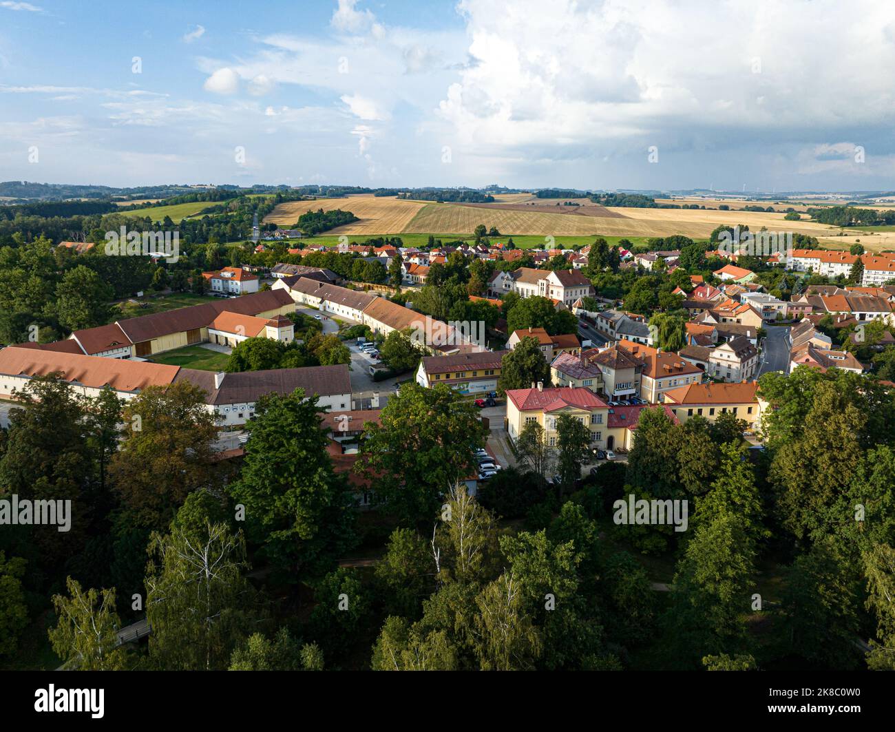 Historic Centre Aerial View. Old Town Telc Main Square. UNESCO World ...