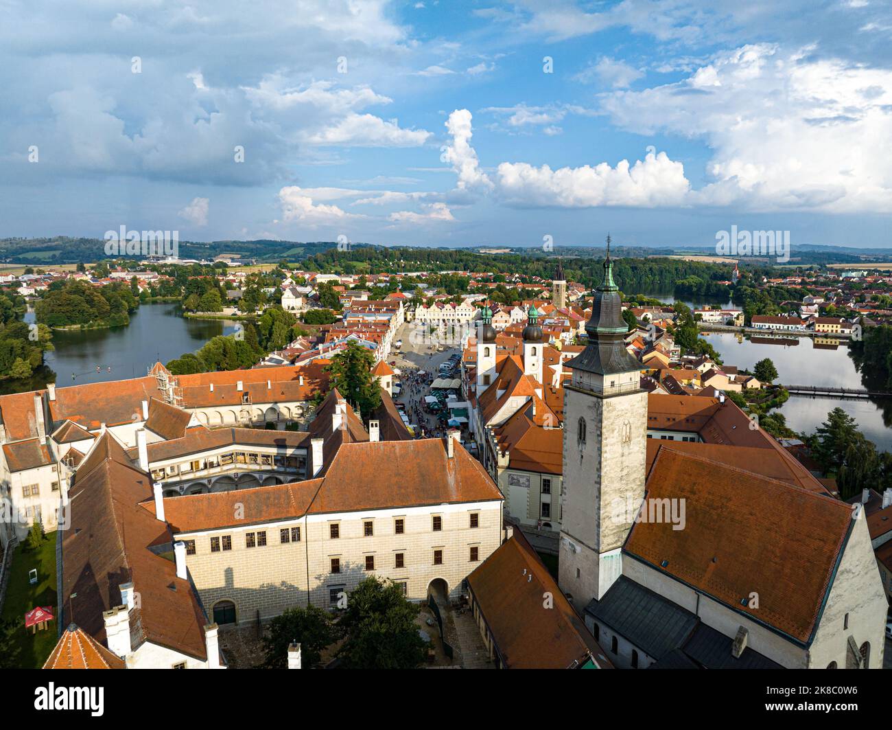 Historic Centre Aerial View. Old Town Telc Main Square. UNESCO World ...