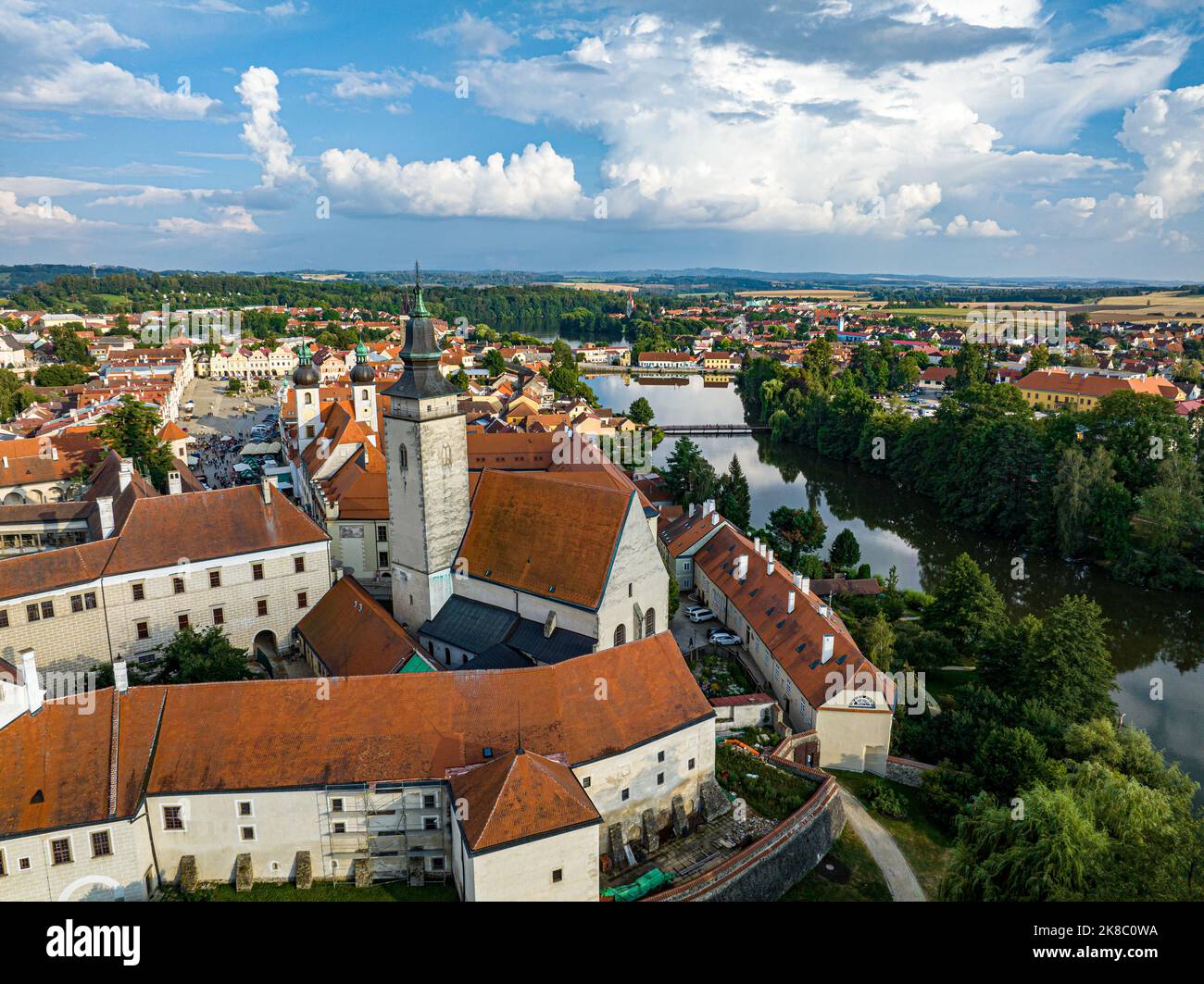 Historic Centre Aerial View. Old Town Telc Main Square. UNESCO World ...