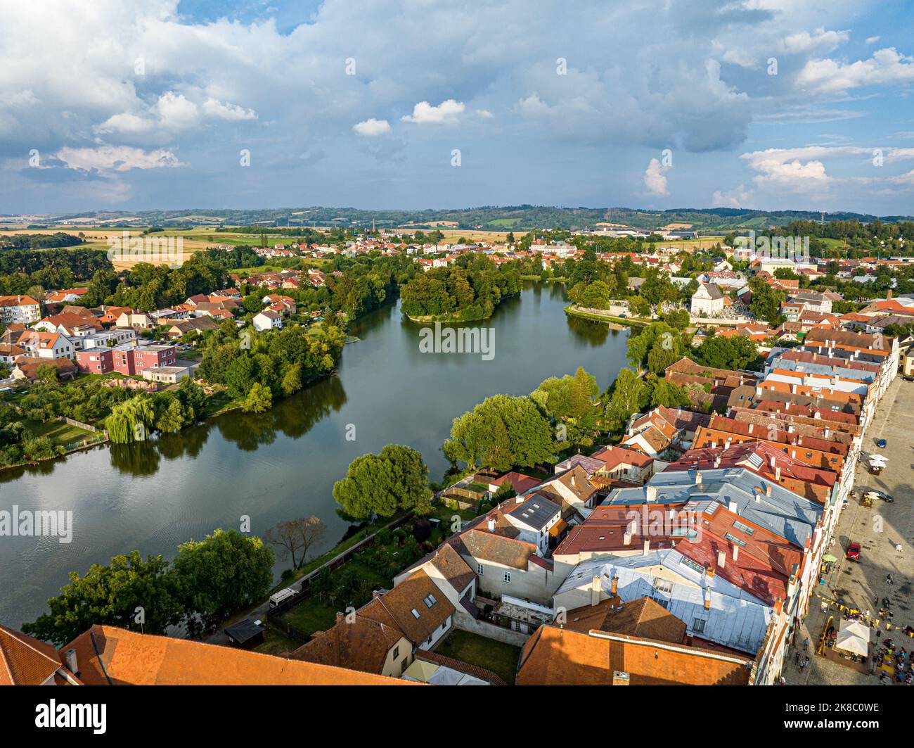 Historic Centre Aerial View. Old Town Telc Main Square. UNESCO World ...