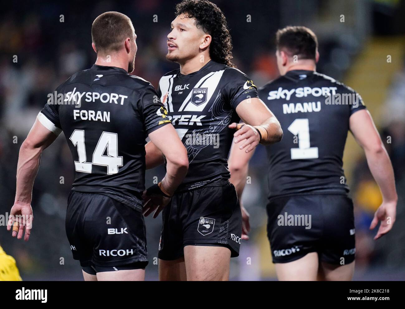 New Zealand's Dallin Watene-Zelezniack (centre) celebrates scoring the ...