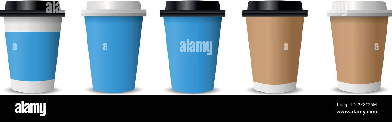 Realistic cups for coffee and tea on a white background - Vector ...