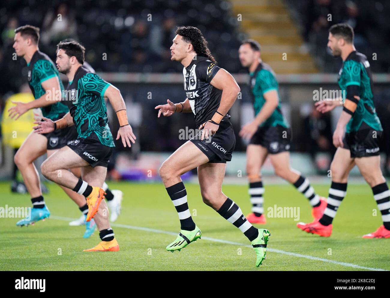 New Zealand's Dallin Watene-Zelezniak warming up before the Rugby ...