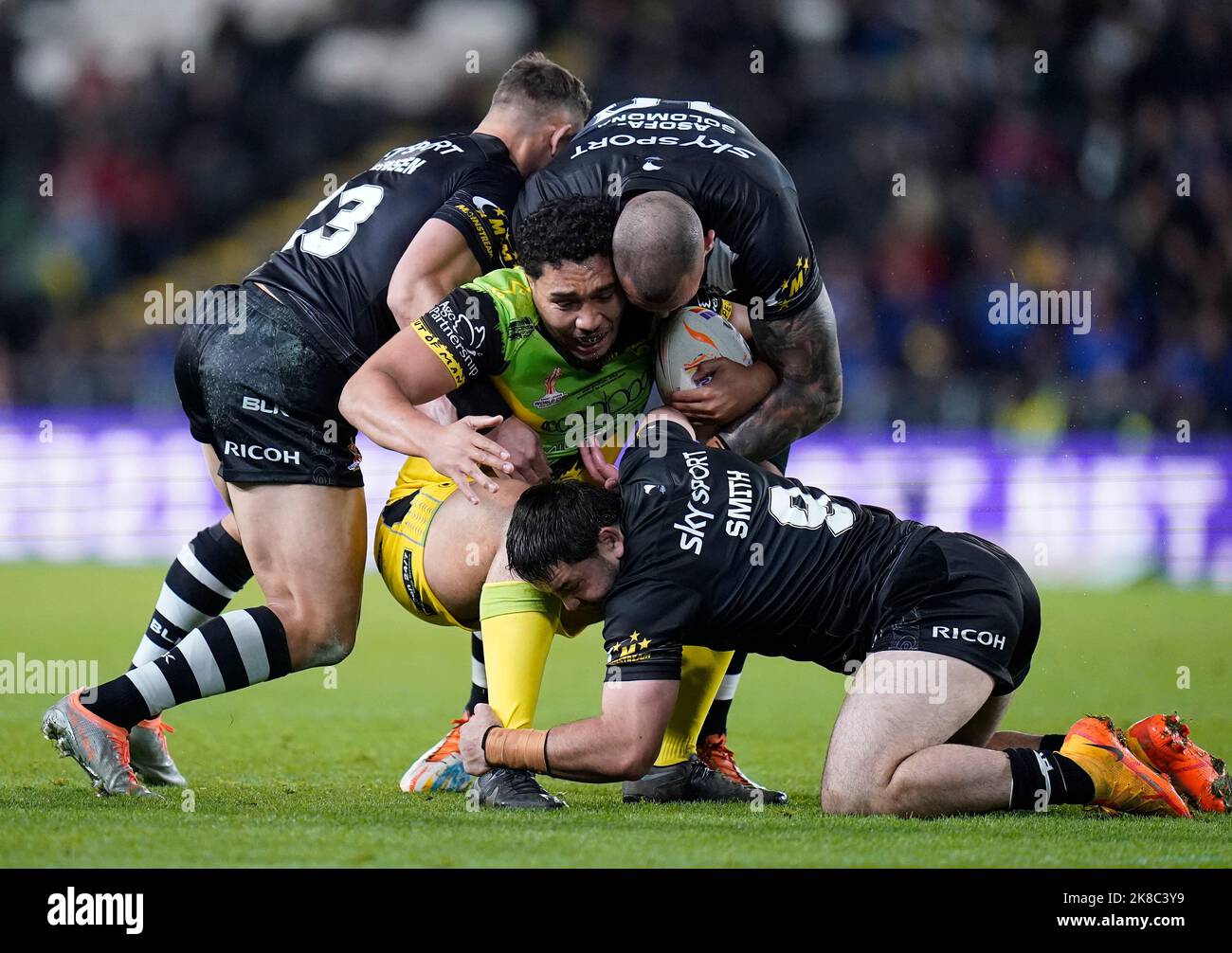 Jamaica's Jacob Ogden is tackled by New Zealand's Scott Sorensen (left ...