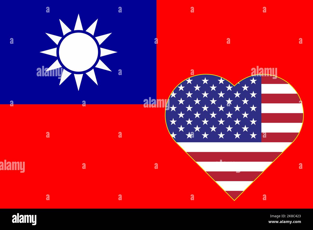 Flag of Taiwan and USA. The concept of cooperation between the two ...