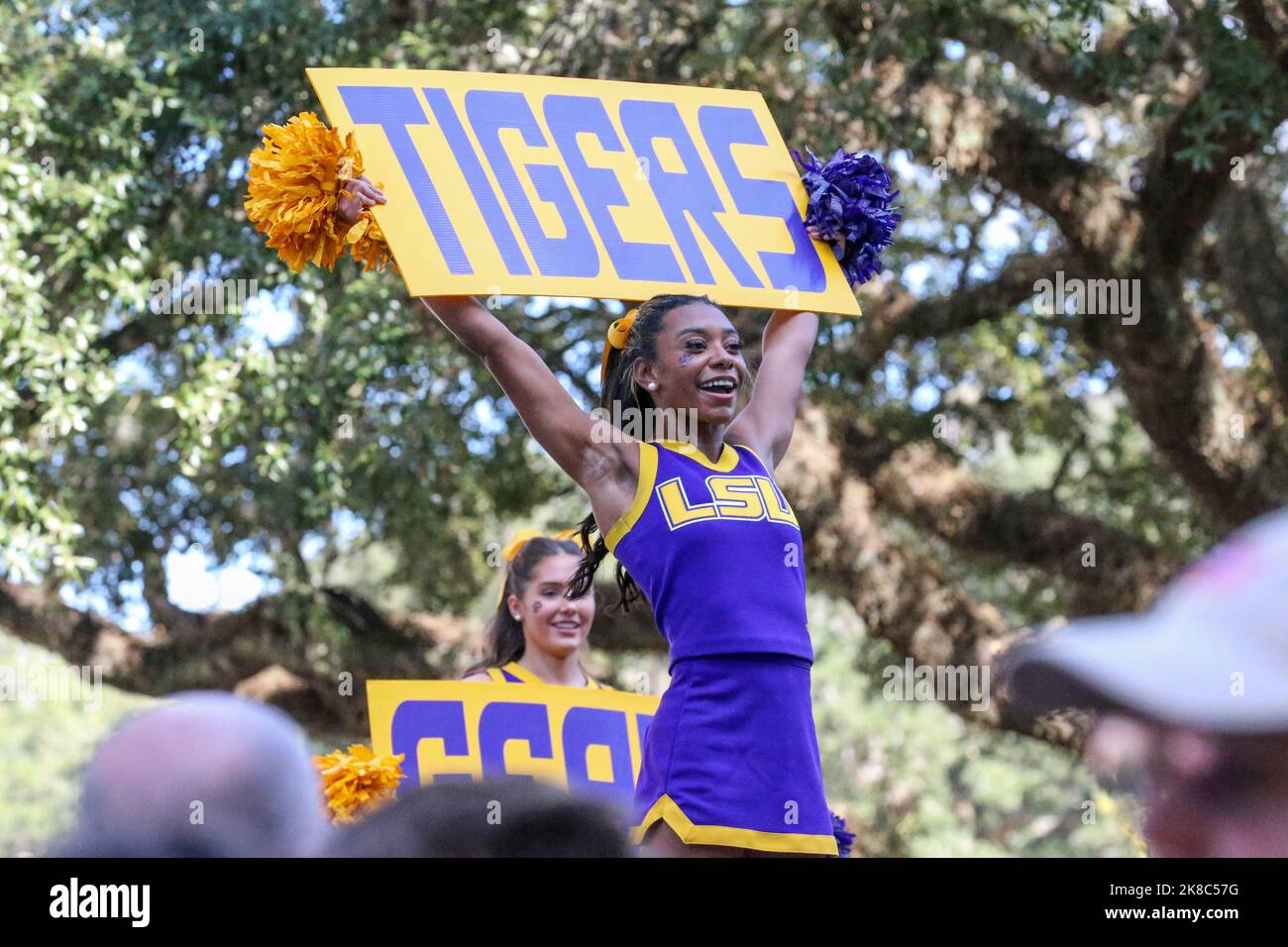Baton Rouge, LA, USA. 22nd Oct, 2022. A LSU cheerleader cheers for the ...