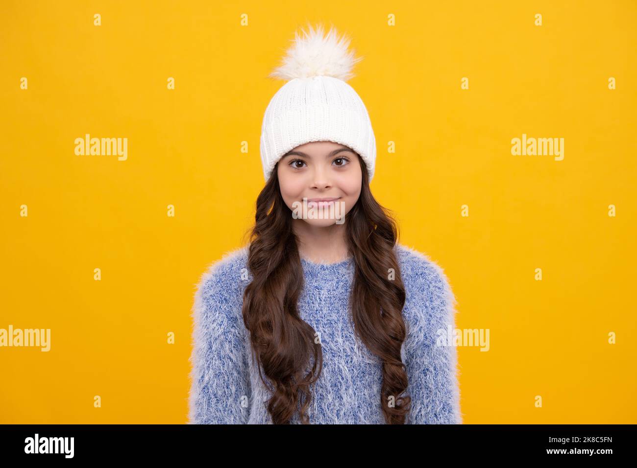 Beautiful winter kids portrait. Teenager girl posing with winter ...
