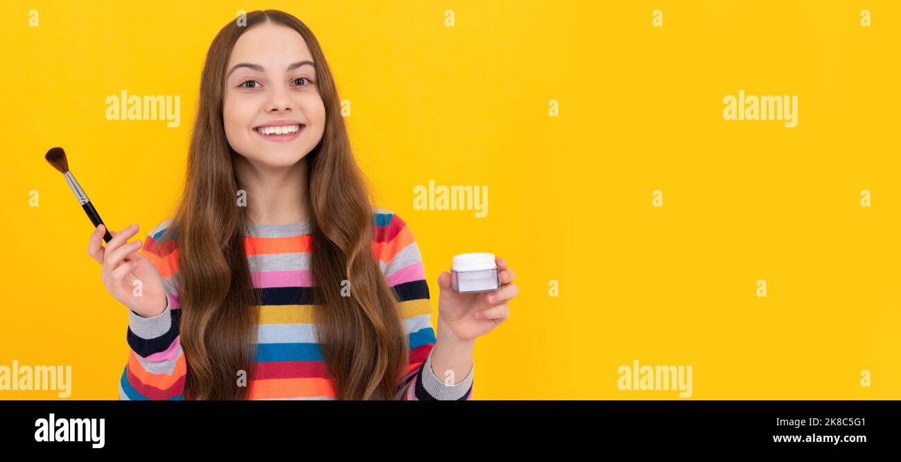 I feel beautiful. Happy child apply makeup. Makeup is art. Beauty is ...