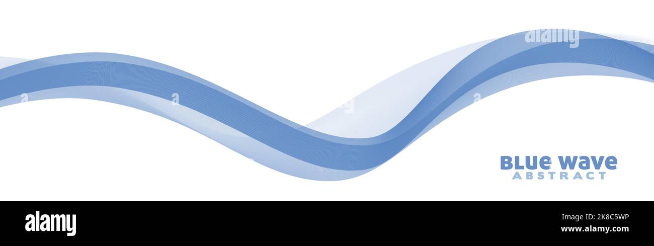 Simple abstract blue transparent wave by thin lines. Subtle vector ...