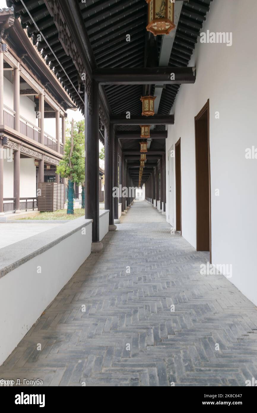 corridor in the old museum with a stone-paved path Stock Photo - Alamy