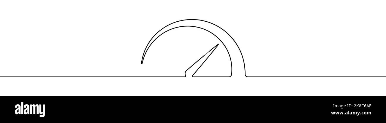 Continuous linear drawing of speedometer. Speedometer silhouette ...