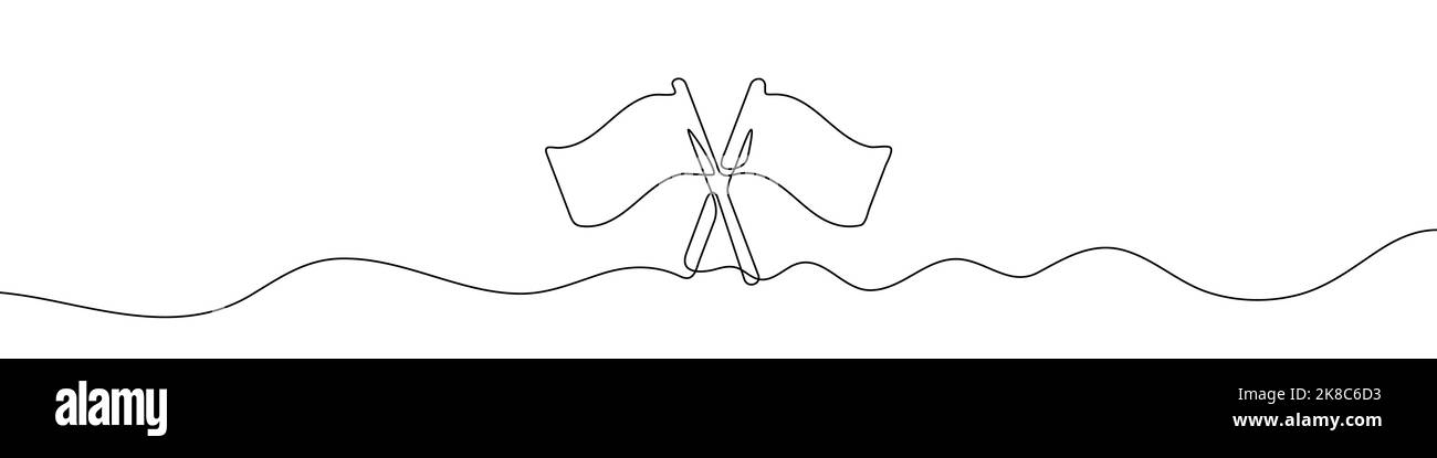 Continuous linear drawing of flag. Flag icon. One line drawn background ...