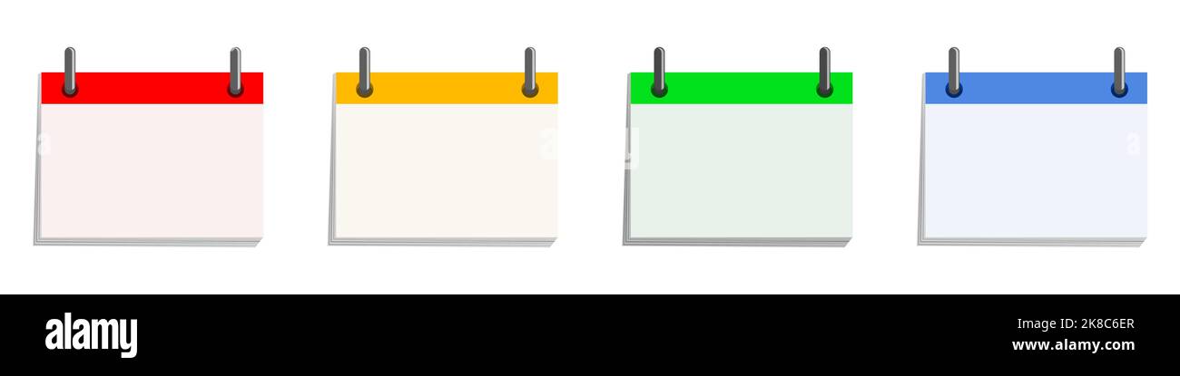 Calendar icons. Set of colored calendars. Vector illustration. Time ...