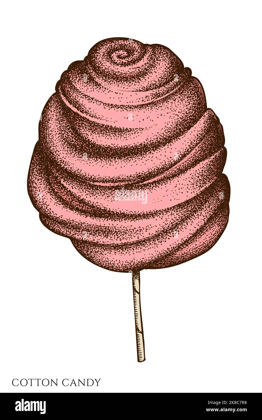 Carnival food hand drawn vector illustrations collection. Colored ...